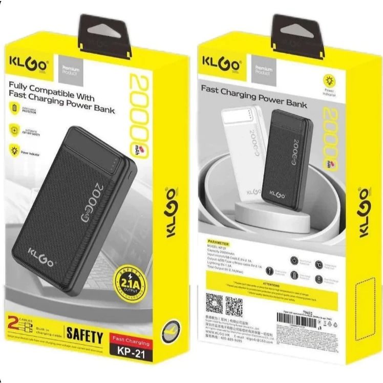 KP-21 BK Klgo 20000MAH Power Bank Black, Mobile Phones & Gadgets, Mobile & Gadget Accessories ...