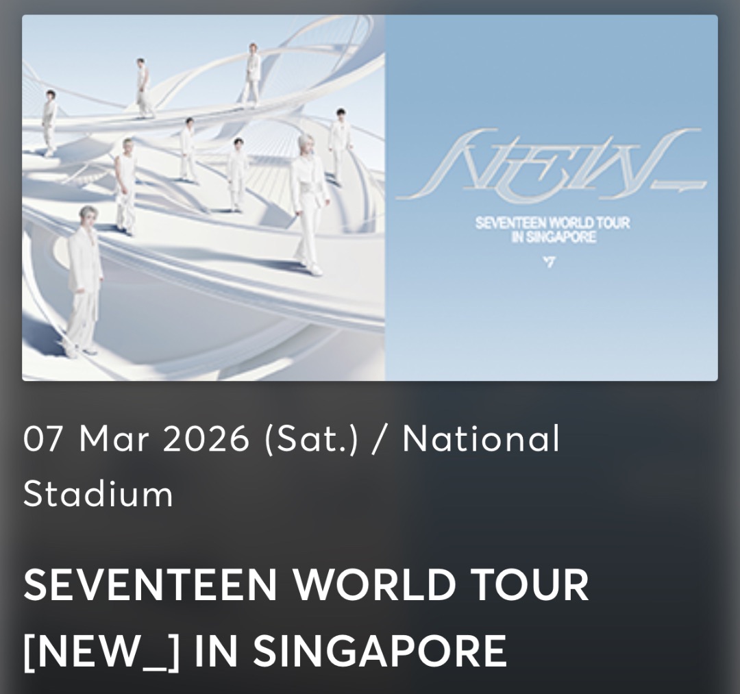 SEVENTEEN World Tour [NEW_] in Singapore - Various CAT Tickets, Tickets ...
