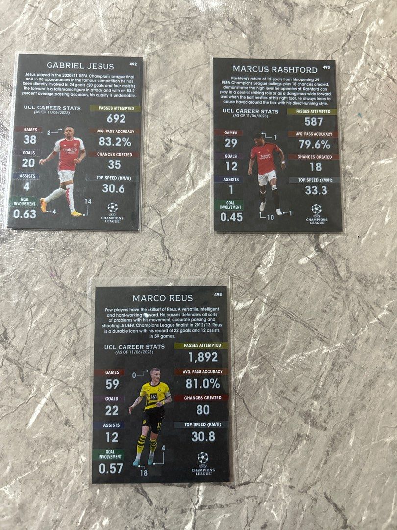 Topps Black Edge Edition Football Cards - Gabriel Jesus, Rashford, Reus ...