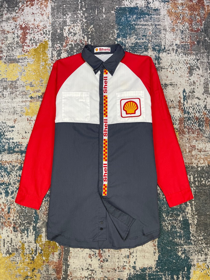 Vtg 90s Shell Uniform Work Shirt, Men's Fashion, Tops & Sets, Tshirts ...
