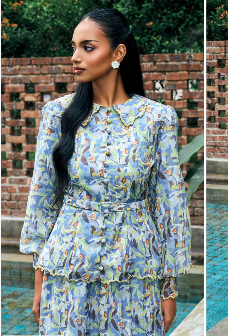 Wanzar Solene Set in Tropical Noir (with belt) Baju Kurung, Women's ...