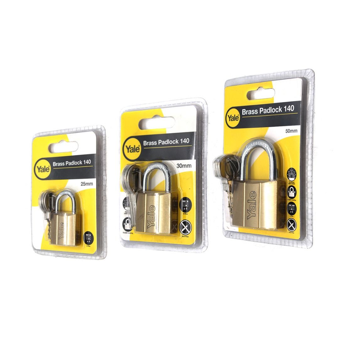 YALE Brass Padlock 140 Series | Heavy Duty Security Lock with Keys ...