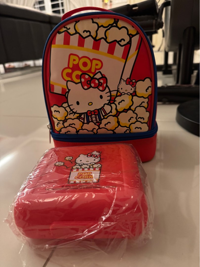 100% Original Hello Kitty Popcorn Lunch Box Set, Furniture & Home ...