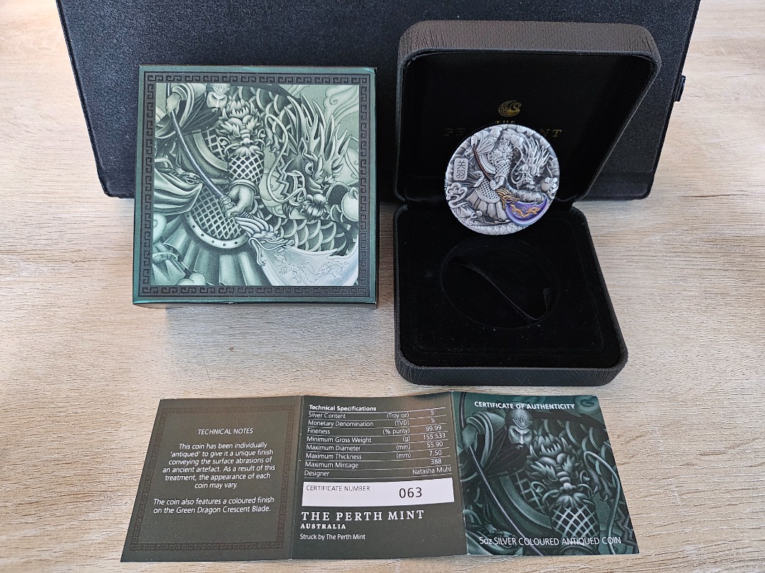 2020 Tuvalu $5 "Chinese Warrior God General Guan Yu" 5oz Antique ...
