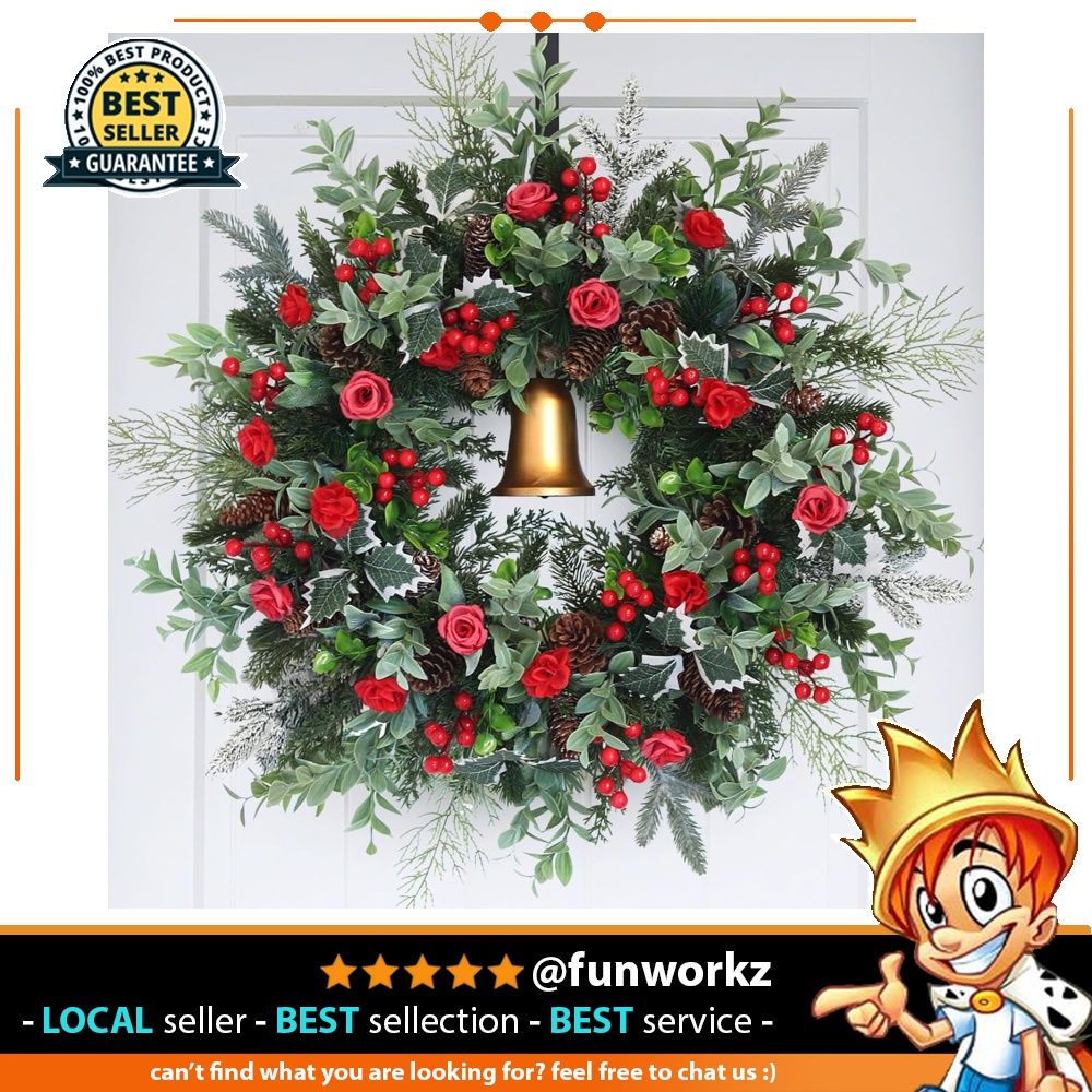 30inch Christmas Wreath, Artificial Winter Wreaths for Front Door with ...