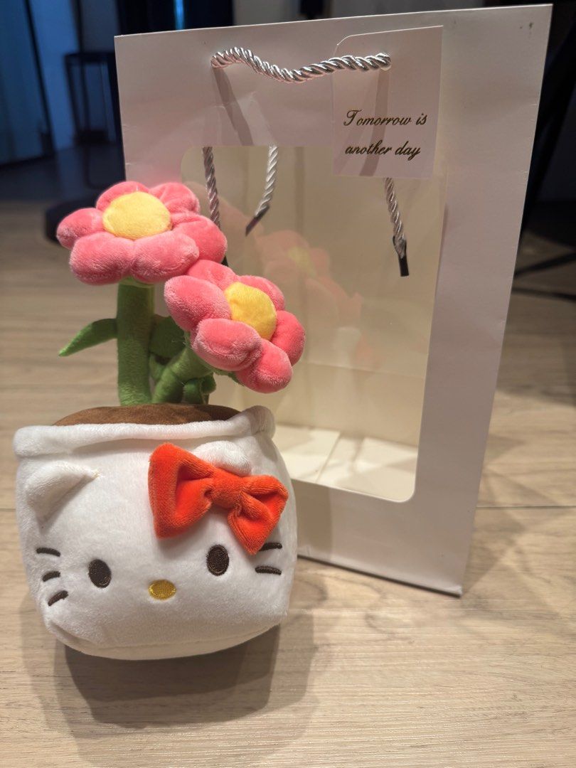 Adorable Hello Kitty Flower Pot Plush Toy | Cute Sanrio Potted Plant ...