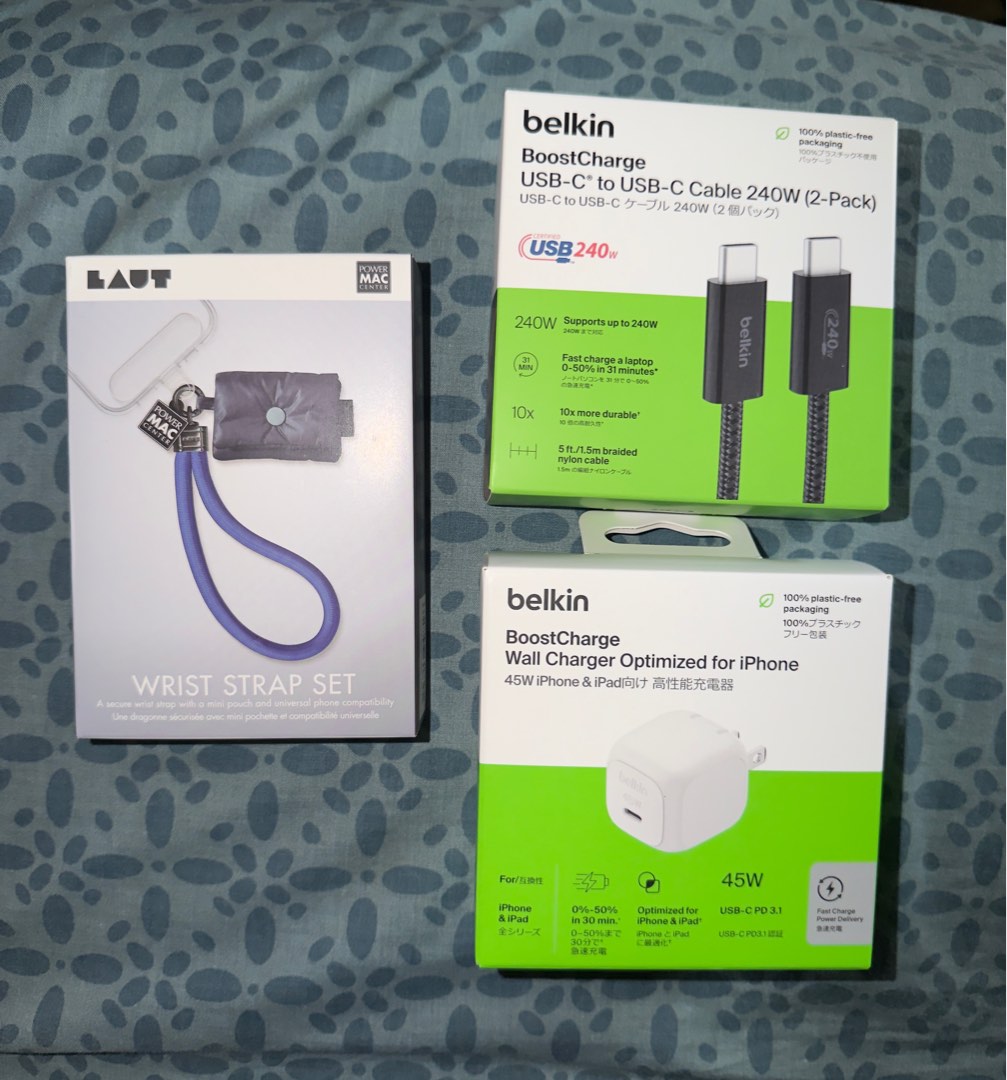 Belkin Boost Charge USB C Cable and Wall Charger with Laut Wrist Strap ...