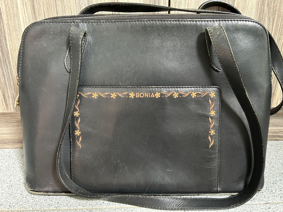 Bonia Black Leather Handbag, Women's Fashion, Bags & Wallets, Shoulder ...
