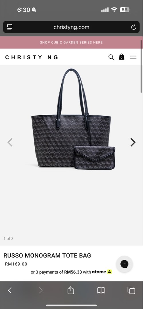 Christy Ng Russo Monogram Tote Bag in Black, Women's Fashion, Bags ...