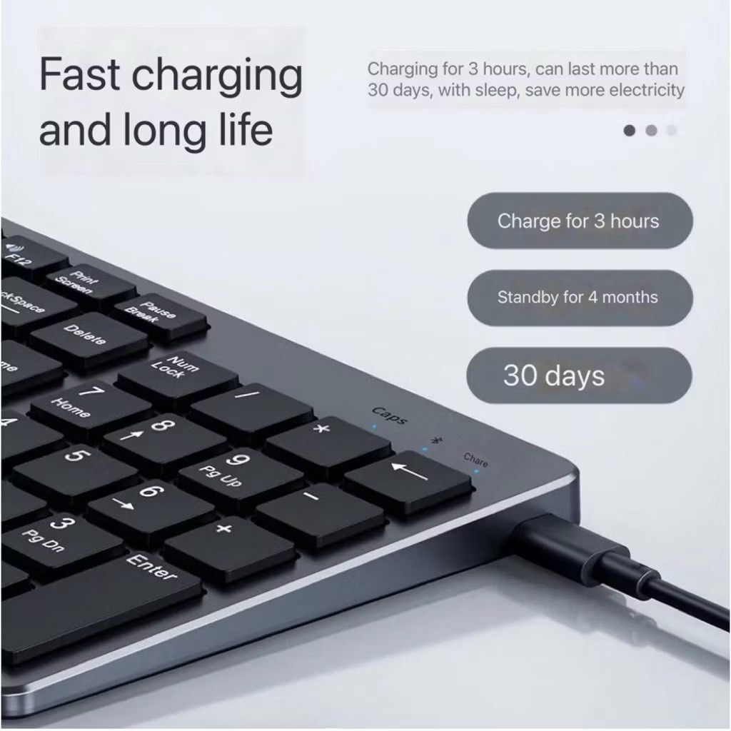 Classic Rechargeable Dual Mode USB + Bluetooth Silent Keyboard & Mouse ...