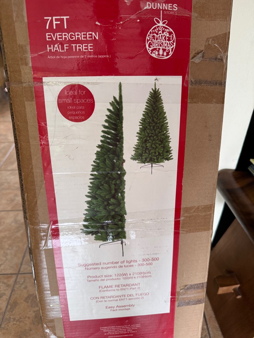 Dunnes Stores 7ft Evergreen Half Christmas Tree, Furniture & Home ...