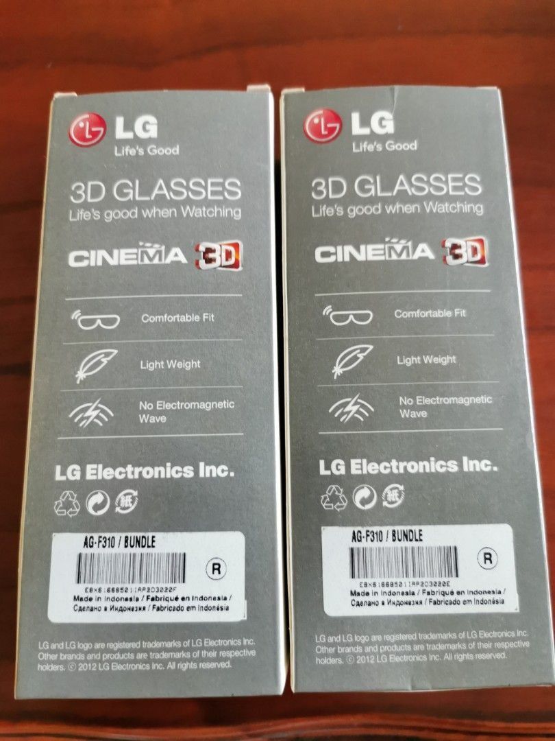 LG Cinema 3D Glasses - AG-F310 Bundle, TV & Home Appliances, TV & Entertainment, TV Parts ...