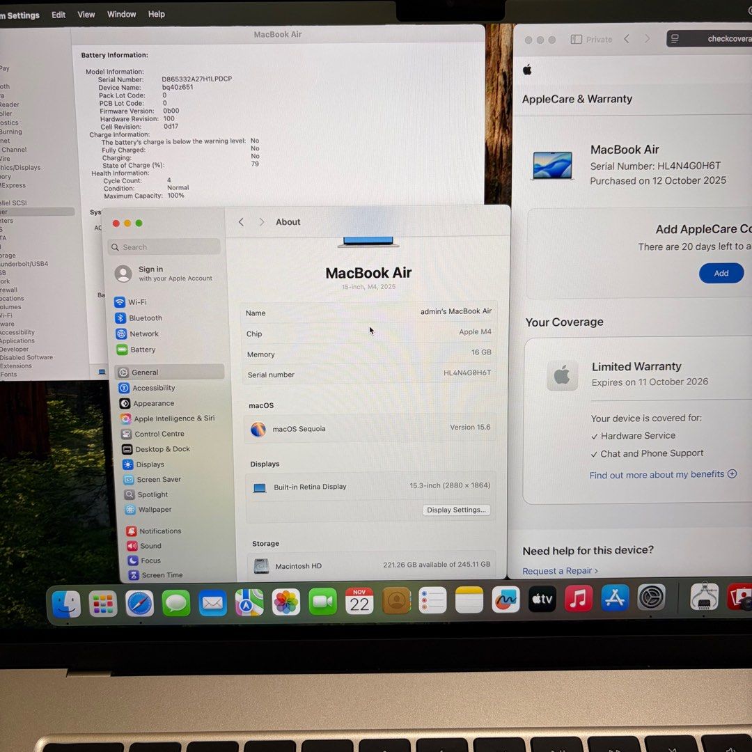 MacBook Air 15 M4 16/256 Warranty Oct 2026, Computers & Tech, Laptops & Notebooks on Carousell