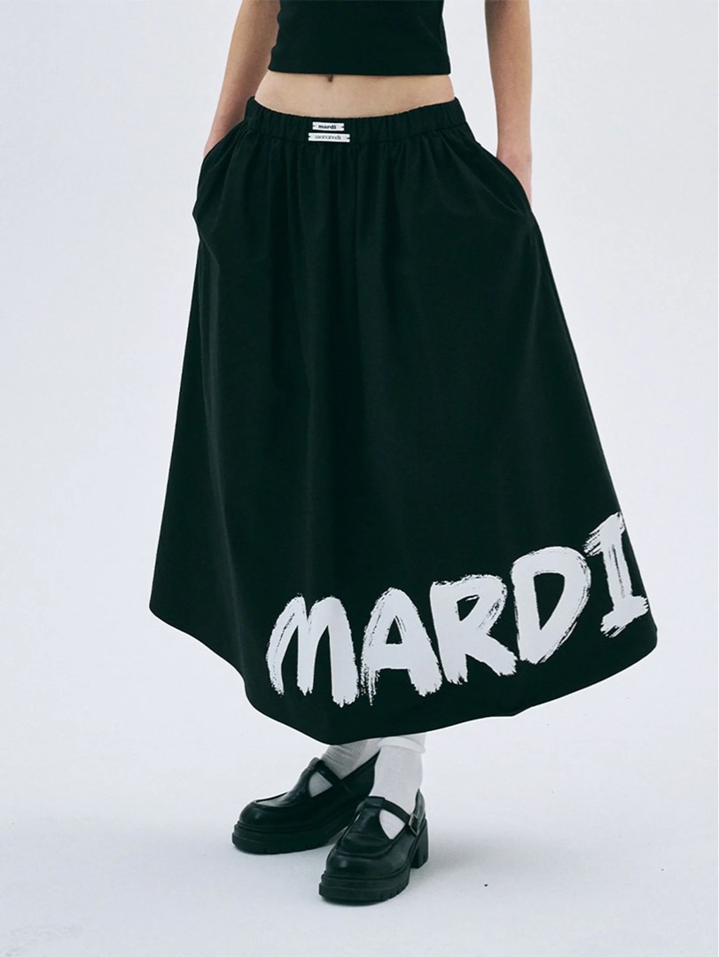 MARDI MERCEDI - BRUSH LOGO MAXI SKIRT, Women's Fashion, Bottoms, Skirts ...