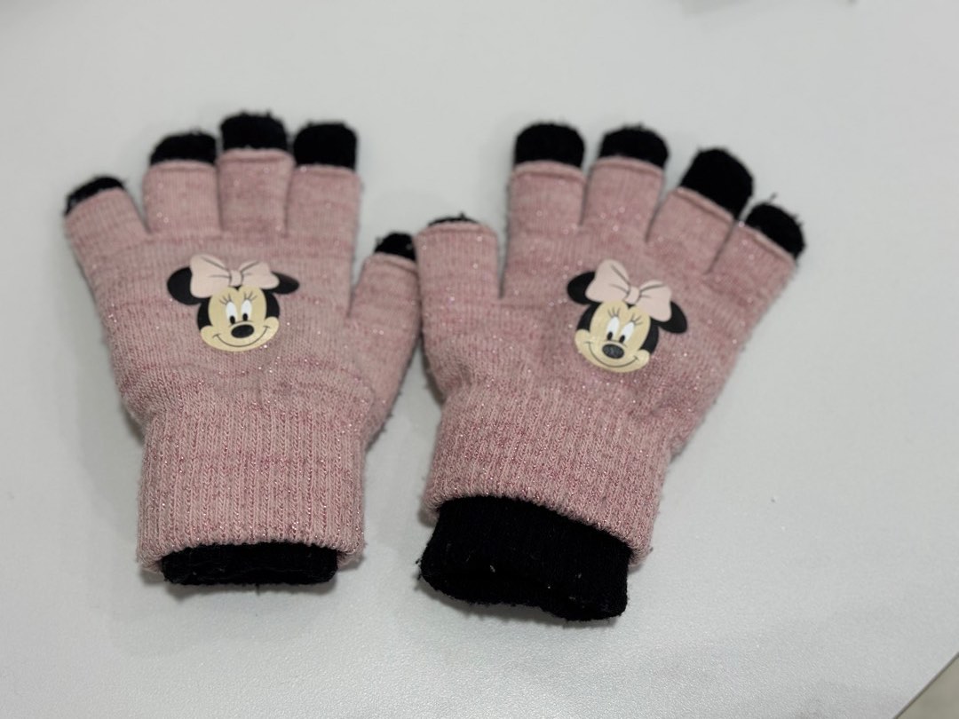 Mickey Mouse Fingerless Gloves - Pink, Babies & Kids, Babies & Kids ...