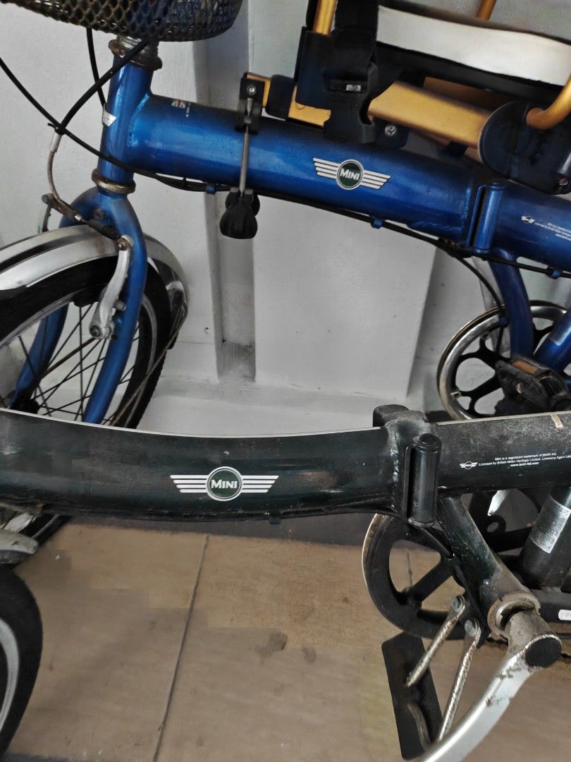 Mini Cooper Folding Bike - Blue and Green, Sports Equipment, Bicycles & Parts, Bicycles on Carousell