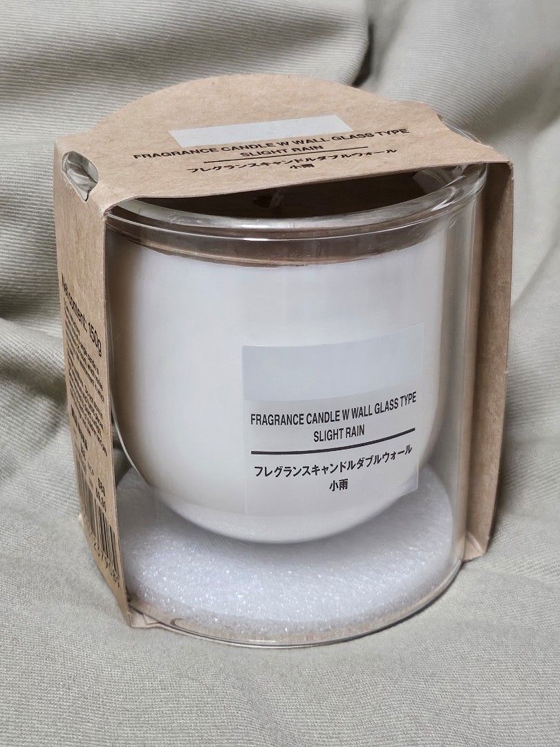 Muji Fragrance Candle W Wall Glass Type - Slight Rain 150g, Furniture ...