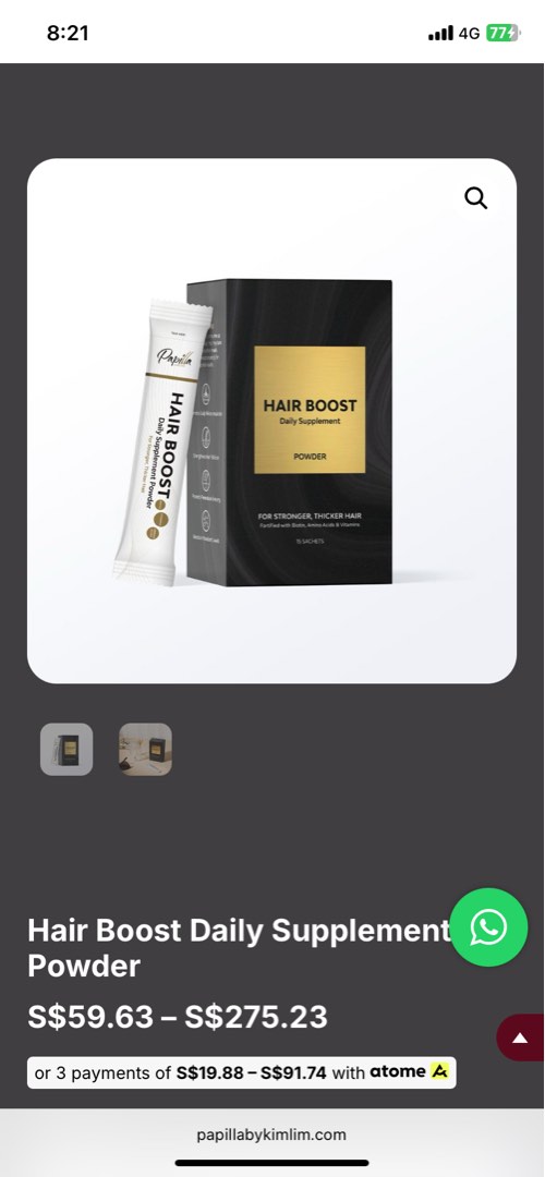 Papilla Hair Boost Daily Supplement Powder, Beauty & Personal Care ...