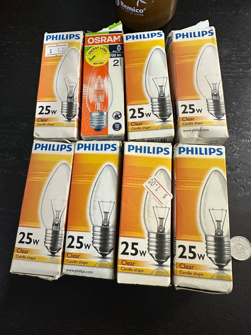 Philips & Osram 25W Clear Candle Shape Light Bulbs, Furniture & Home ...