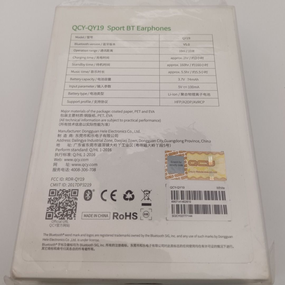 QCY QY19 Running Bluetooth Earphones In Ear Monitor IPX4 rated Sweatproof Earbuds Wireless ...