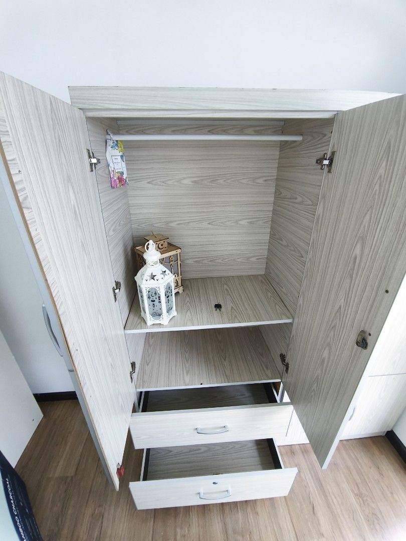 Wooden Wardrobe with Mirror, Furniture & Home Living, Furniture ...