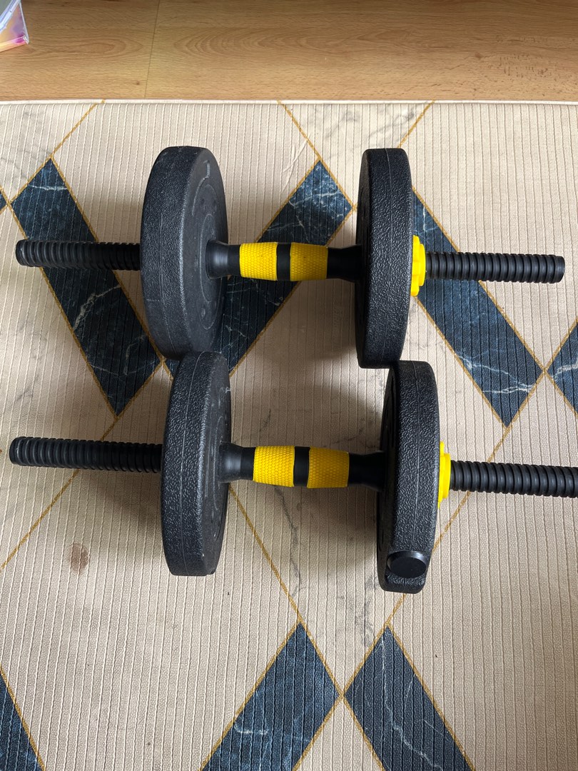 Adjustable Dumbbells - Black and Yellow, Sports Equipment, Exercise ...