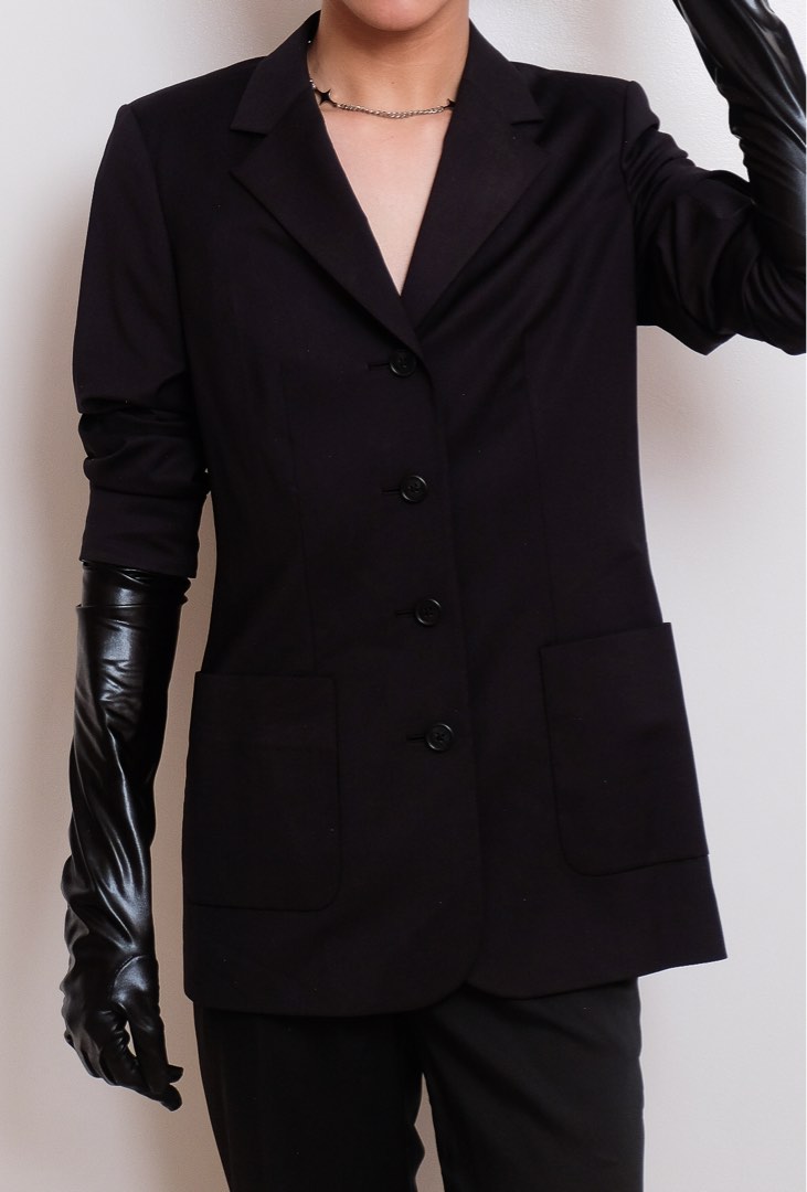 High Quality Custom Black Suit Coat Blazer Tuxedo Buttoned Low Neck Cut ...