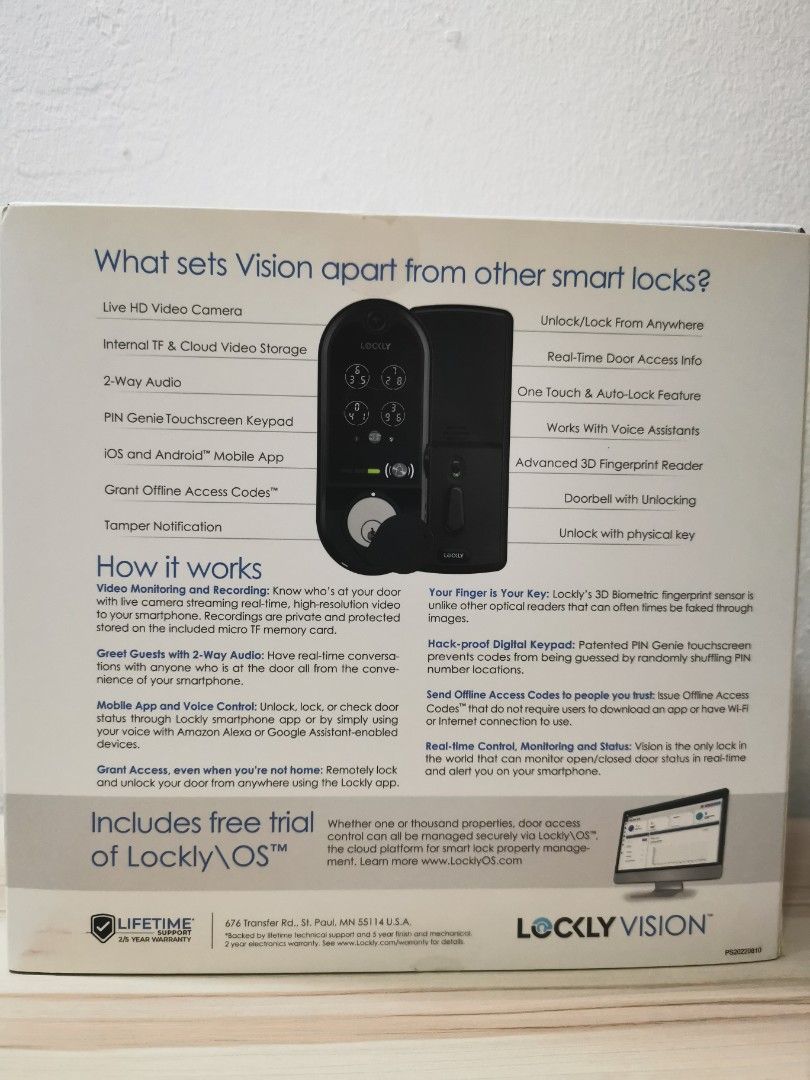 Nego LOCKLY Vision Smart Lock + Video Doorbell - Deadbolt Edition ...