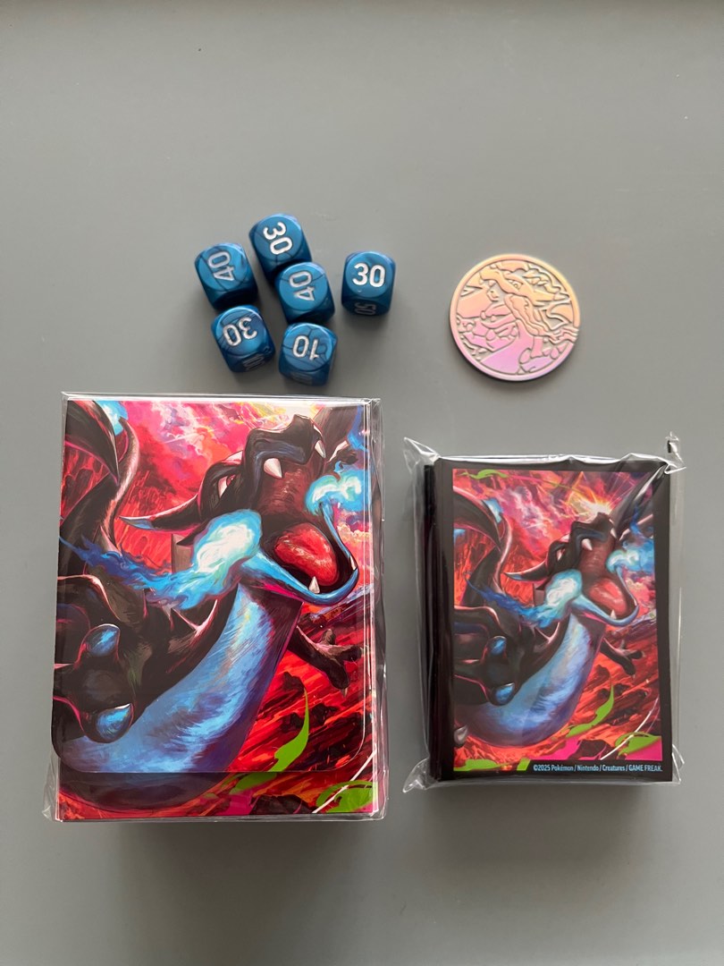 Mega Charizard X UPC deck shield / deck box / metal coin / dice set ...