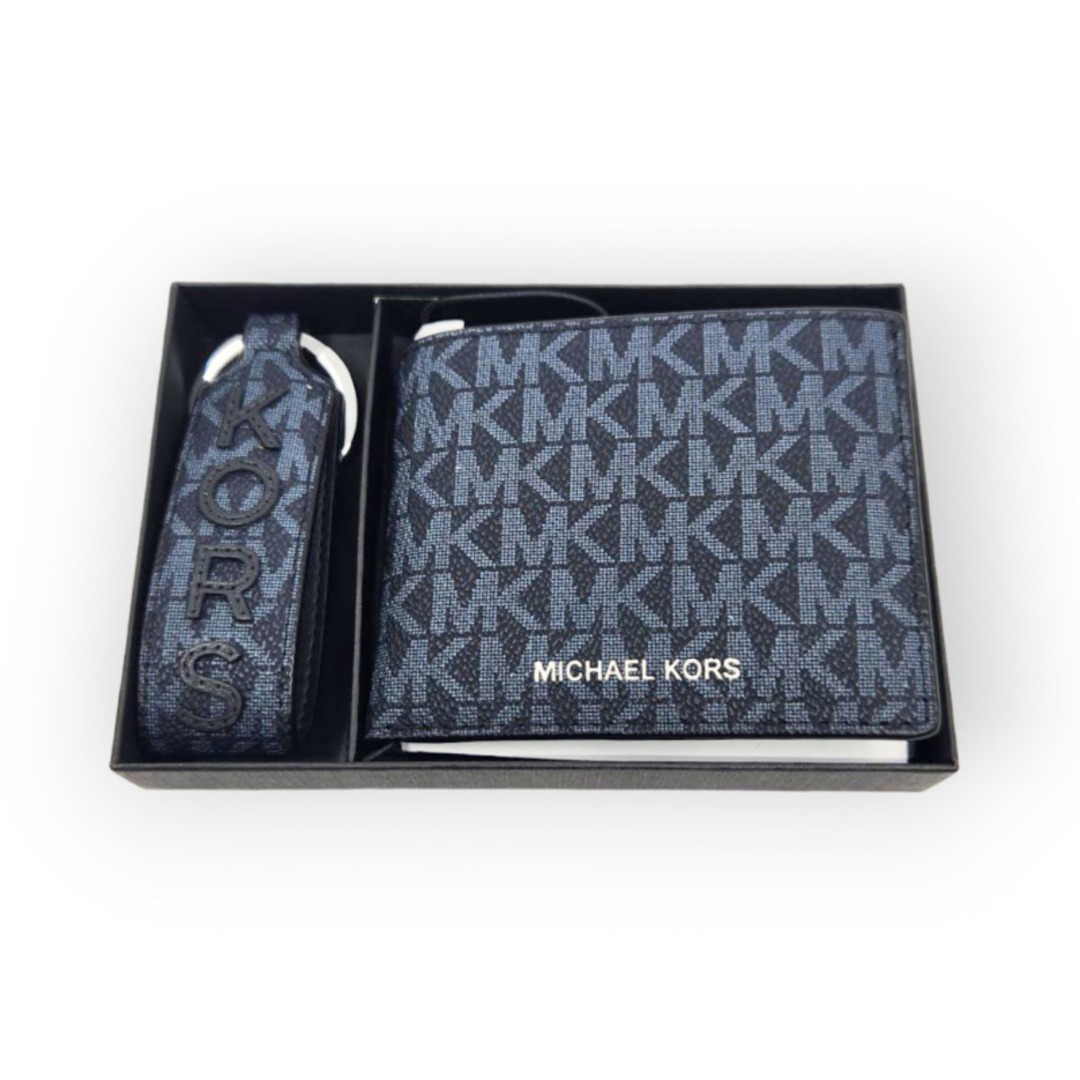 MICHAEL KORS Slim Bifold with Key Fob Box Set (Admiral/Pale Blue), Men ...