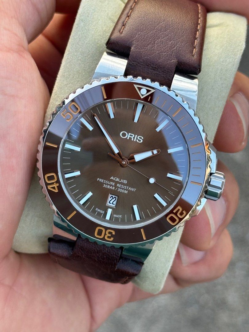 Oris Aquis Date Brown Dial Automatic Watch, Luxury, Watches on Carousell
