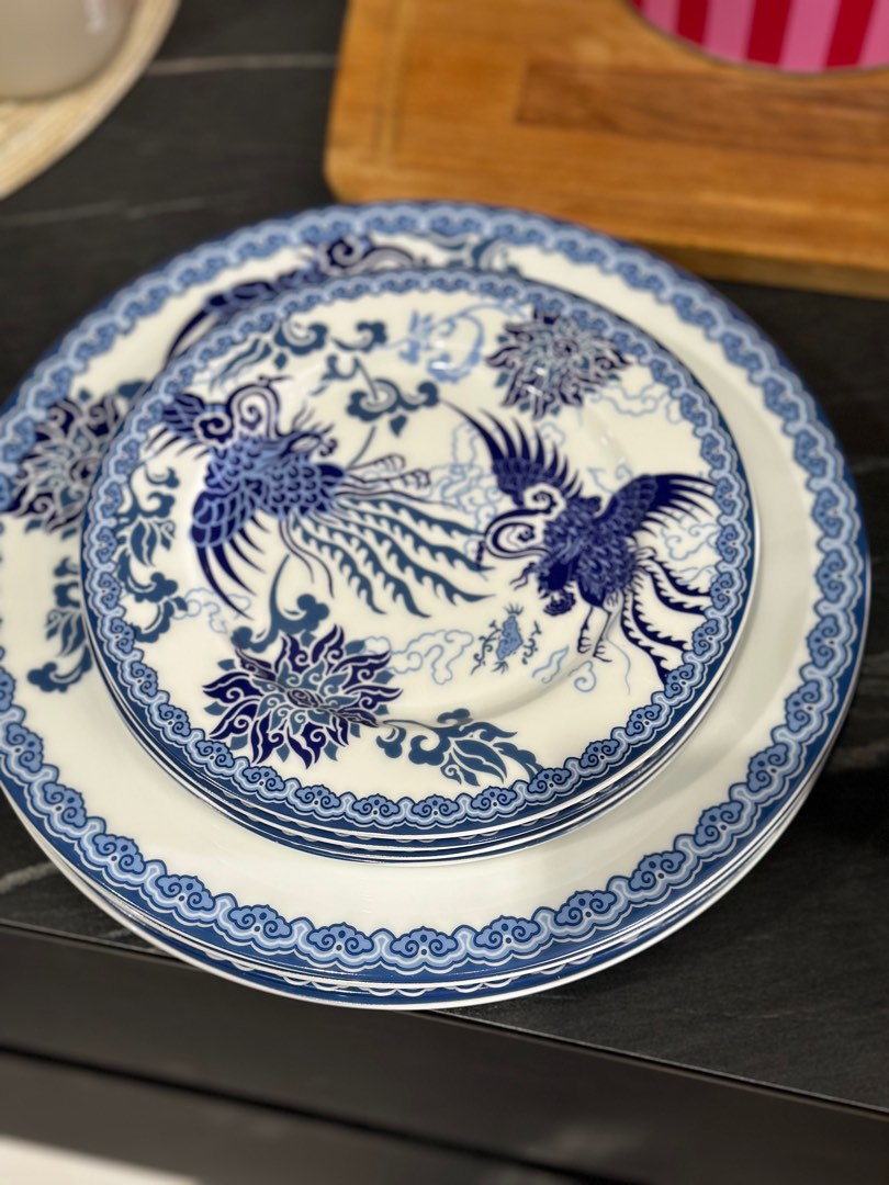 Plate Blue and White Phoenix Dinnerware Set, Furniture & Home Living ...