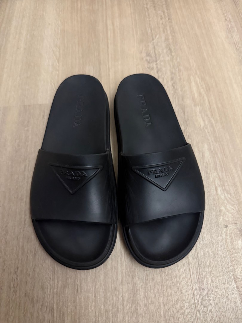 Prada Sliders Black, Men's Fashion, Footwear, Flipflops and Slides on ...
