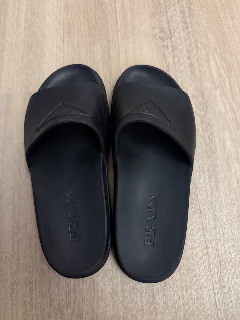 Prada Sliders Black, Men's Fashion, Footwear, Flipflops and Slides on ...