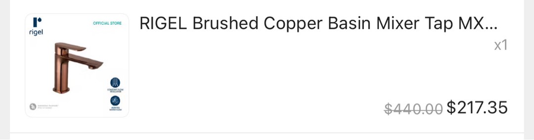 RIGEL Brushed Copper Basin Mixer Tap, Furniture & Home Living, Bathroom ...