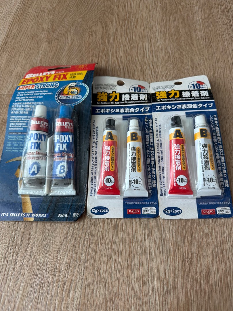 Selley Epoxy Fix & Daiso 2-Part Epoxy Glue, Furniture & Home Living ...