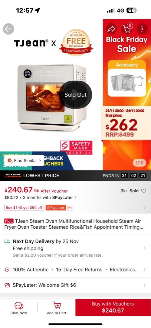 TJean Steam Oven Multifunctional Air Fryer, TV & Home Appliances ...