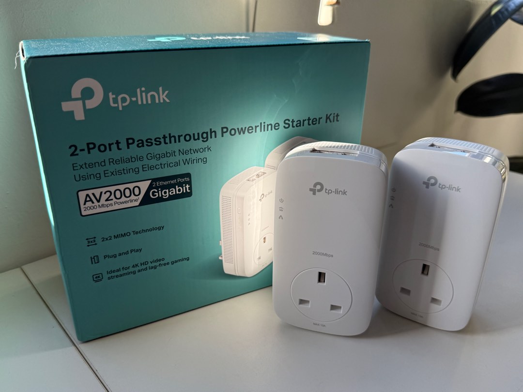 TP-Link AV2000 2-Port Passthrough Powerline Starter Kit, Computers ...