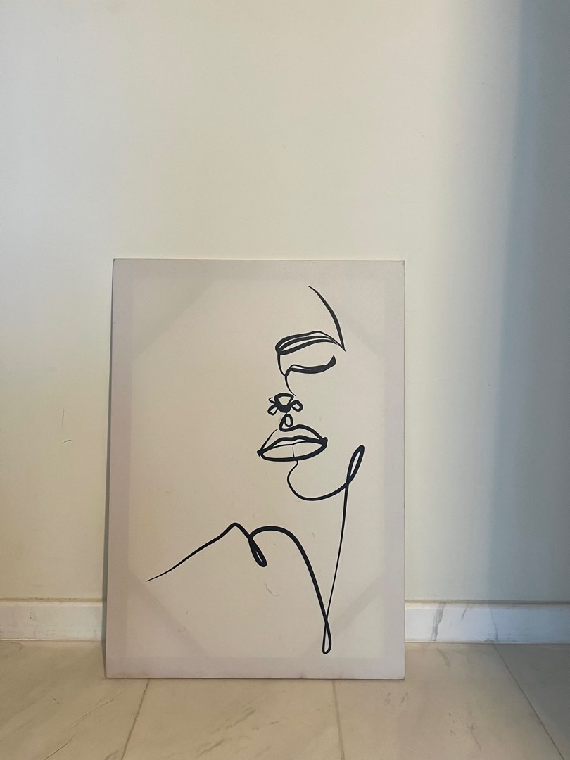 Abstract Line Art Canvas Painting, Hobbies & Toys, Art & Prints on ...