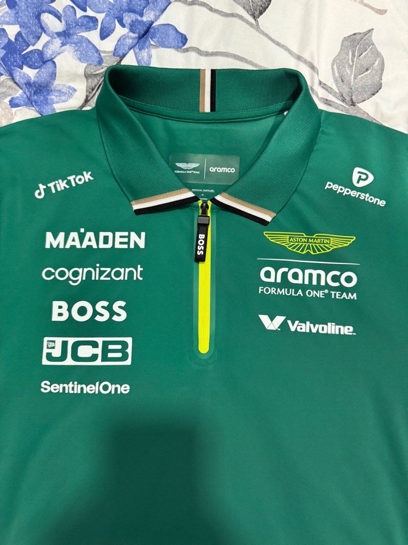 Aston Martin Aramco F1 Polo Tshirt, Men's Fashion, Activewear on Carousell