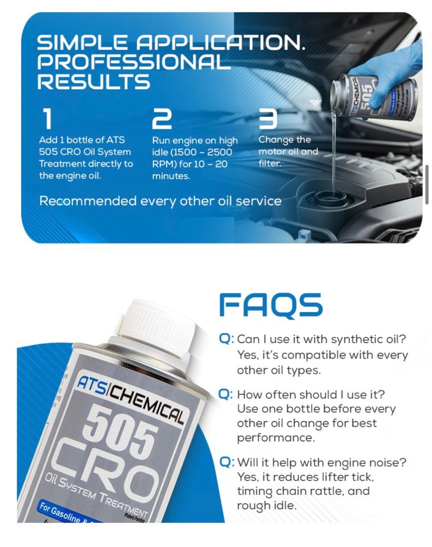 ATS Chemical 505 CRO Oil System Treatment, Car Accessories, Accessories ...