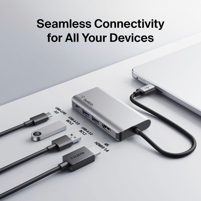 Belkin USB-C 4-in-1 Docking Station, Multiport Adapter, Wired ...
