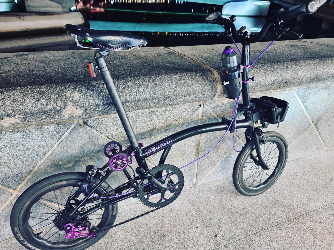 Brompton Custom Folding Bike - Black and Purple, Sports Equipment ...