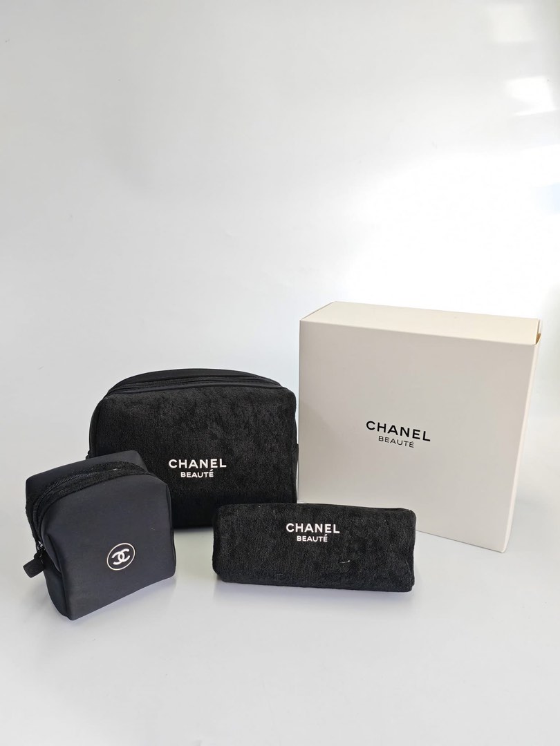 Chanel Cosmetic Pouches Set Original, Luxury, Bags & Wallets on Carousell