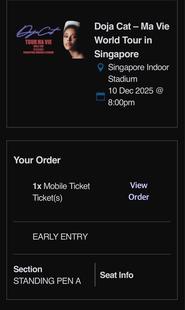 Doja cat concert standing pen, Tickets & Vouchers, Event Tickets on ...