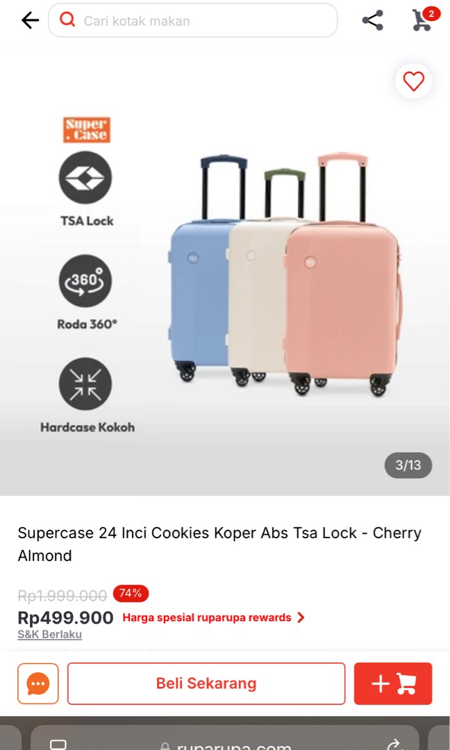 KOPER 24 inch/24” SUPERCASE COOKIES AZKO ACE PINK, Perabotan Rumah di ...