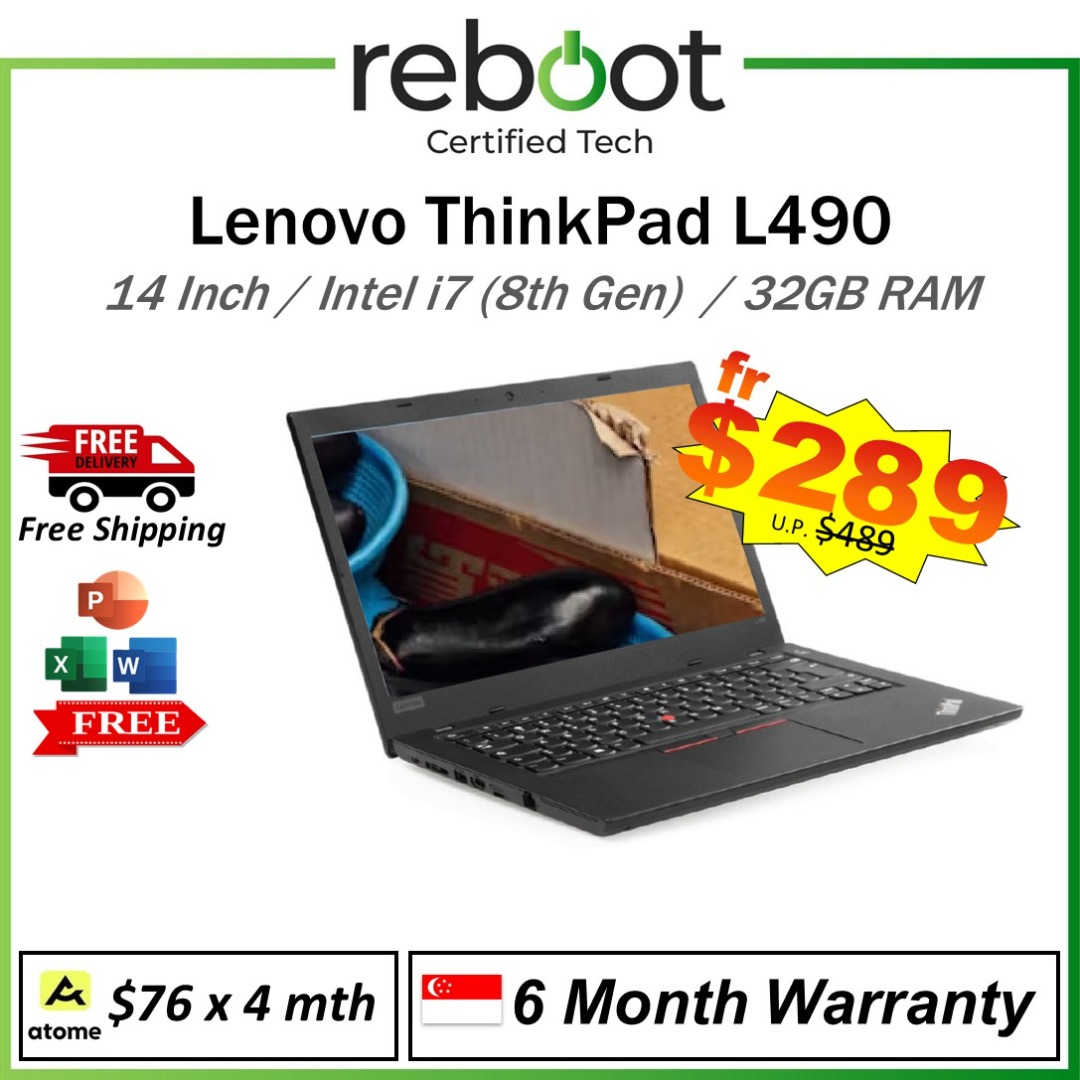 Lenovo L490 Laptop - 32GB RAM - 14 Inch FHD Big Screen - Free MS Office ...