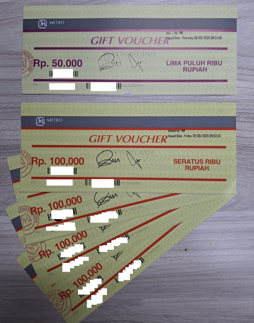 METRO Gift Voucher (BUKAN MAP BUKAN SUDEXO / PLUXEE), Tiket & Voucher ...