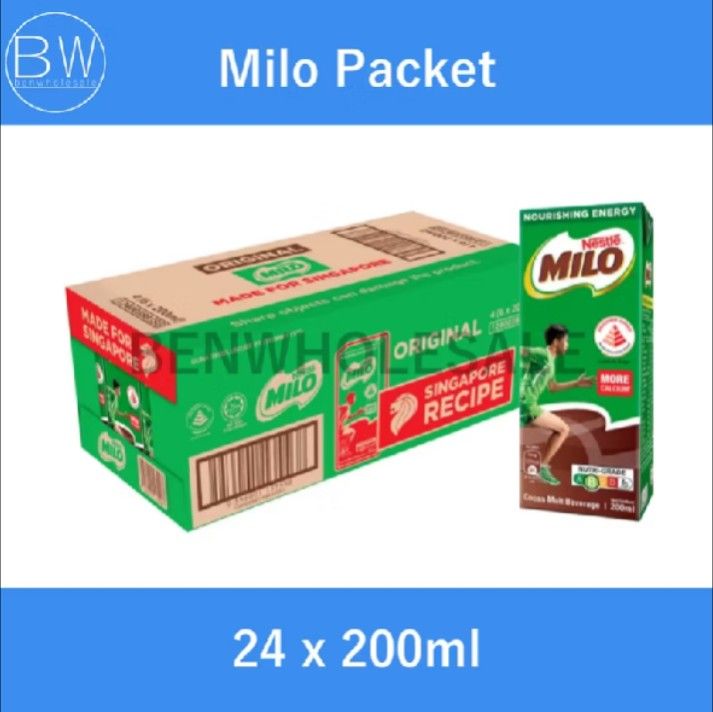 Milo Packet Original Singapore Recipe 24 x 200ml, Food & Drinks ...