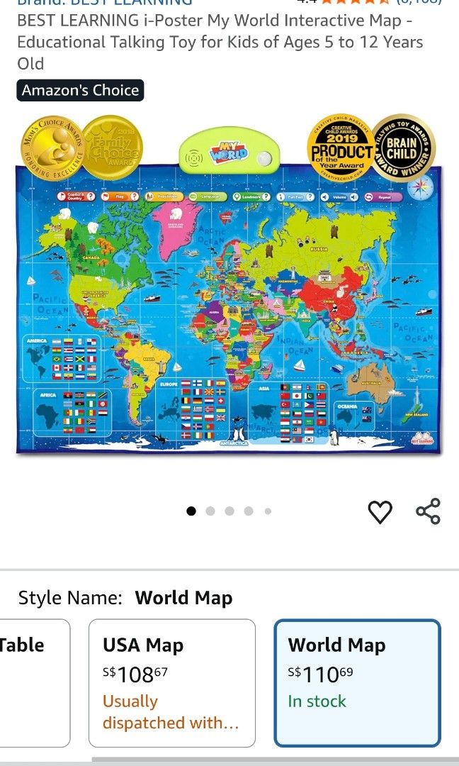 My World Interactive Talking World Map, Hobbies & Toys, Toys & Games on ...